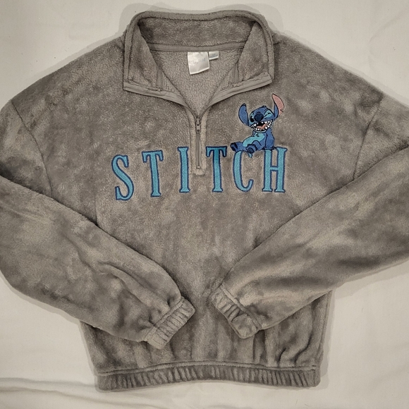 Disney | Tops | Disneys Stitch Gray Fleece 4 Zip Pullover Size Xs ...